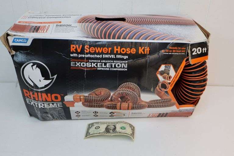 NEW Rhino Extreme 20ft RV Sewer Hose Kit! (1A) - Texas Online Auction House