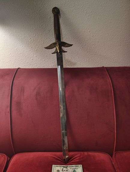 $$ Vintage sword with handle featuring dragon, and swan with beautiful ...