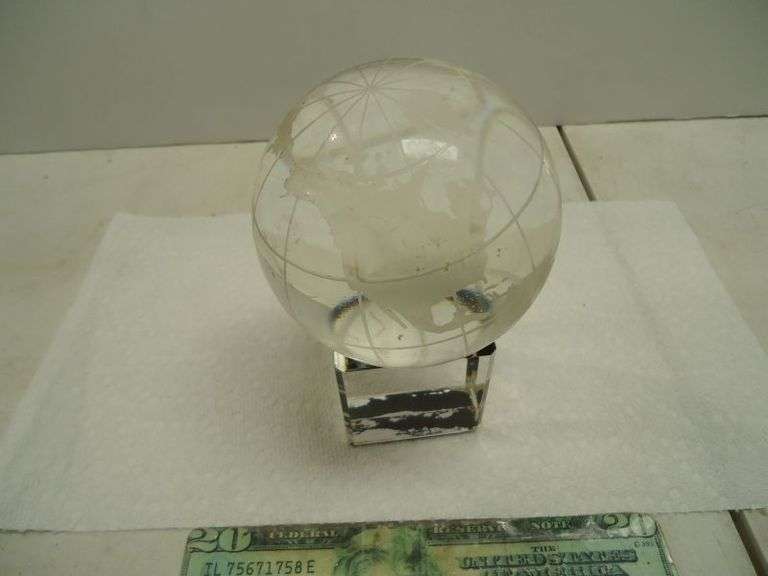 Crystal world globe on stand. - Texas Online Auction House