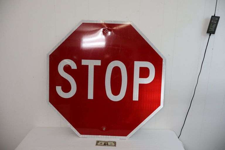 LARGE 36" Metal Stop Sign!! (W1) - Texas Online Auction House