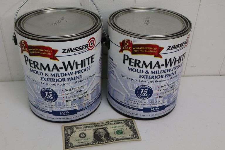NEW Lot of TWO 1-Gallon Cans of Zinsser Perma-White Mold & Mildew Proof ...