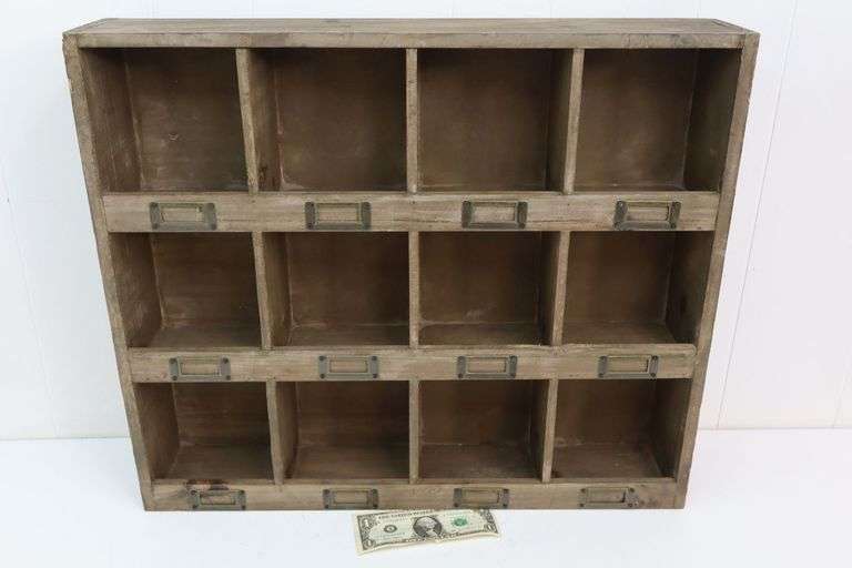Rustic 12-Cube Wooden Cubby Organizer! (9A) - Texas Online Auction House