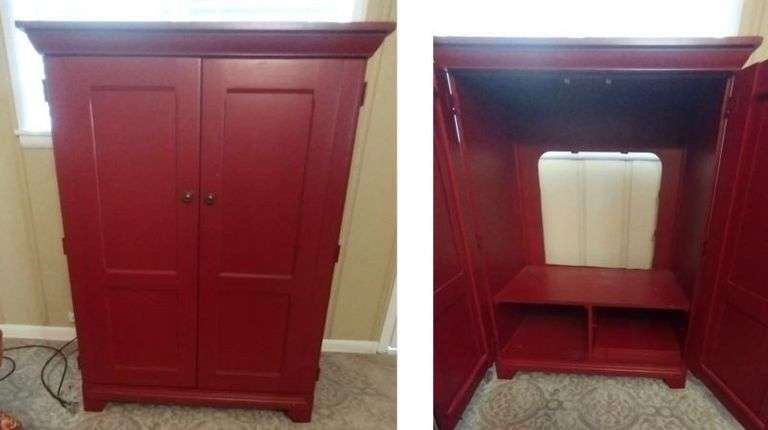 RED MEDIA/ENTERTAINMENT CABINET. 54" x 38" x 22" - Texas Online Auction ...