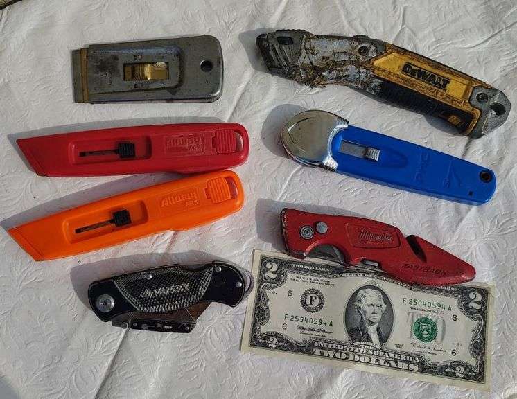 Lot of 7 utility knives box cutters including DeWalt Husky and ...