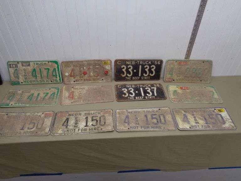 Vintage Lot of Nebraska license plates. Embossed Letters and Numbers ...