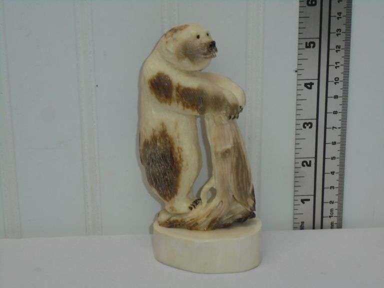 Real Carved MAMMOTH IVORY Polar Bear Sculpture. Owner purchased in ...