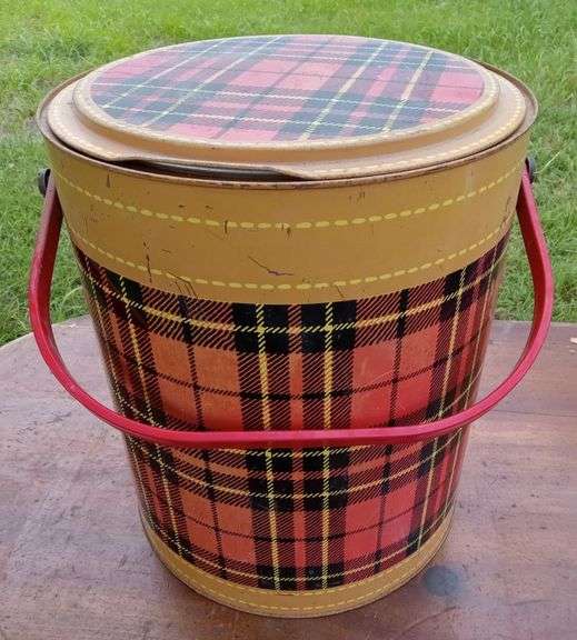 Vintage Hamilton Scotch Cooler - mid century red gold plaid Made in USA ...