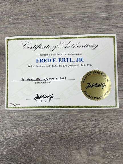 Oliver C Hitch Disc, Fred Ertl Jr. Private Collection - United Edge ...