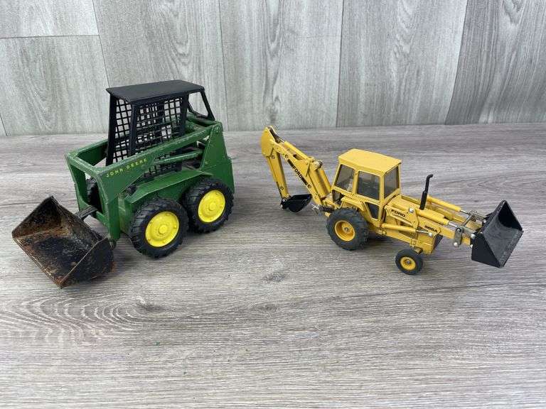 John Deere Skid Steer-1/16, Ertl & Ford 555A Backhoe/Loader-1/32, Ertl ...