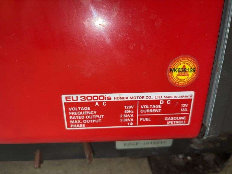 Honda Generator Inverter EU3000 - United Edge Real Estate & Auction