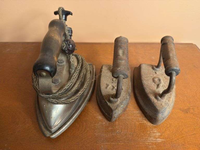 2 Cast Iron & 1 Electric Irons - United Edge Real Estate & Auction