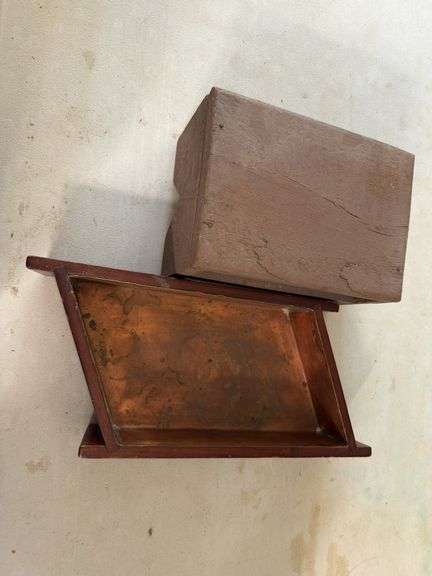Copper Lined Wood Tray-18”Wx8”D, Wood Step-11”x6”H - United Edge Real ...