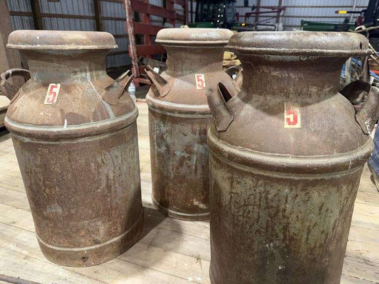 3-10 Gallon Metal Milk Cans - United Edge Real Estate & Auction