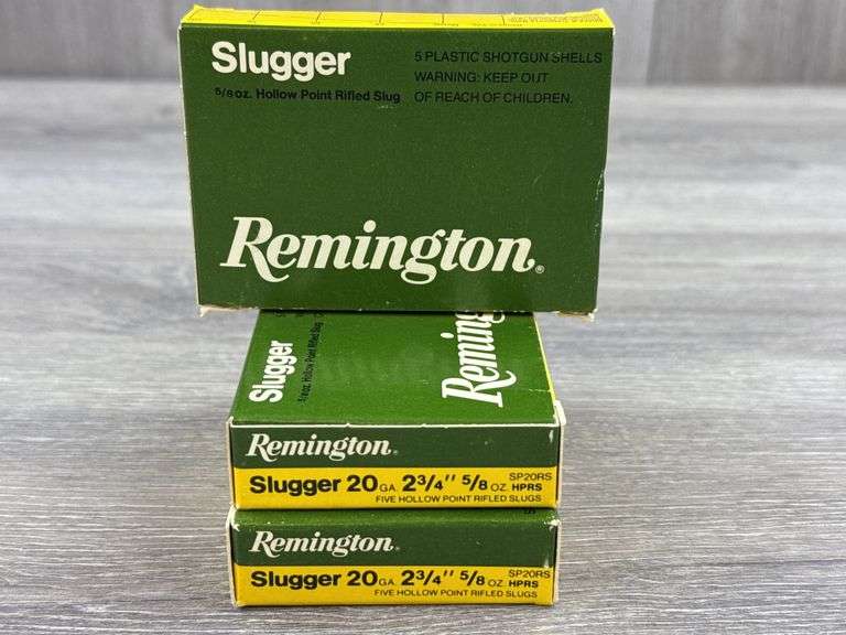 Remington 20 Gauge Slugger HP Rifled Slugs, 3 Boxes, 2 3/4”, 5/8 Oz ...