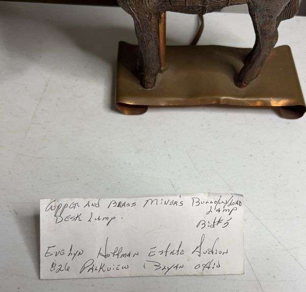 Copper Donkey/Burro Table Lamp With Glass Shade - United Edge Real ...