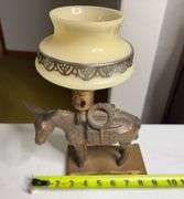 Copper Donkey/Burro Table Lamp With Glass Shade - United Edge Real ...
