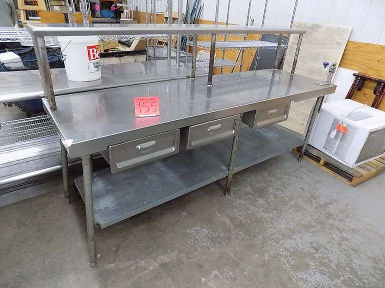HD Steel Work Table W/SS Top,Over Shelf & Drawer Fronts - US Power Bid