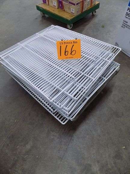 Nine Plastic Coated Wire Shelves - US Power Bid