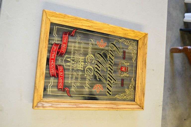 Canadian Club Framed Mirror Sign 13"x18" - Shackelton Auctions Inc.