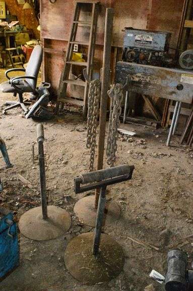 (2) Roller Stands, Metal Stand & Chains - Shackelton Auctions Inc.