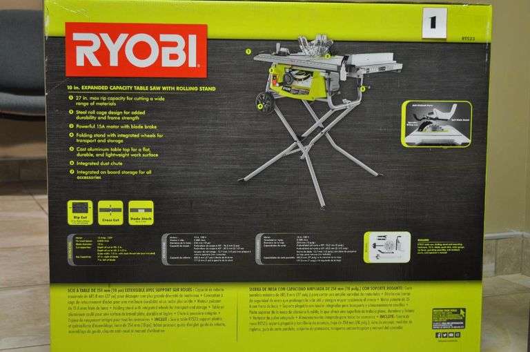Ryobi Table Saw with Rolling Stand - Shackelton Auctions Inc.