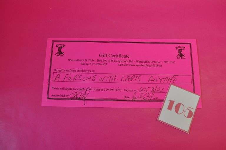 Wardsville Golf Club Foursome & Carts - Shackelton Auctions Inc.
