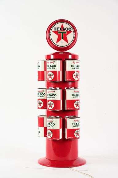 MODERN TEXACO MOTOR OIL CAN RACK WITH LIGHT UP GLOBE - Shackelton ...
