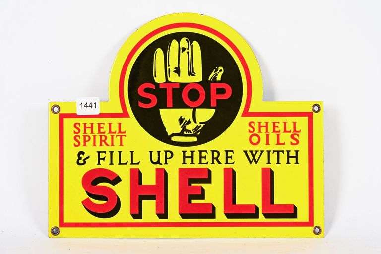 MODERN SHELL STOP & FILL UP HERE SSP SIGN - Shackelton Auctions Inc.