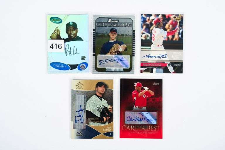 FIVE BASEBALL AUTOGRAPH CARDS - Shackelton Auctions Inc.