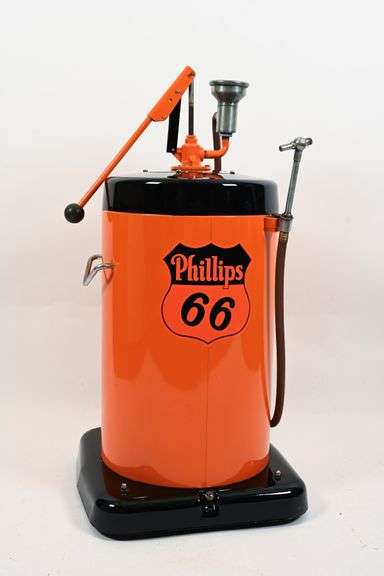 ALEMITE 50 GALLON OIL DISPENSER - RESTORED PHILLIPS 66 WITH HAND PUMP ...