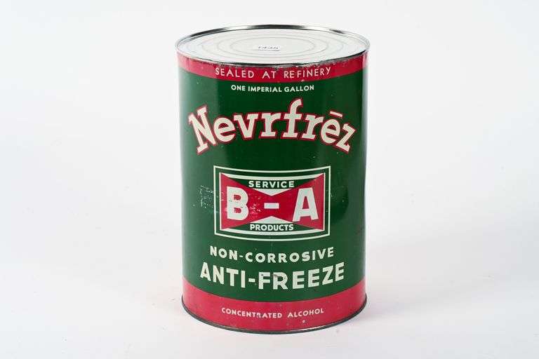 B-A NEVRFREZ ANTI-FREEZE IMP GALLON CAN - Shackelton Auctions Inc.