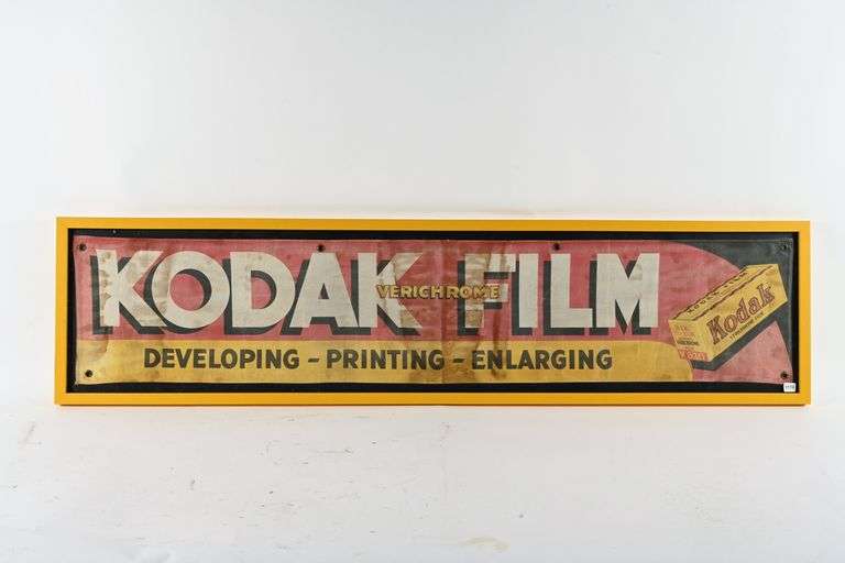 FRAMED KODAK VERICHROME FILM CANVAS BANNER SIGN - Shackelton Auctions Inc.