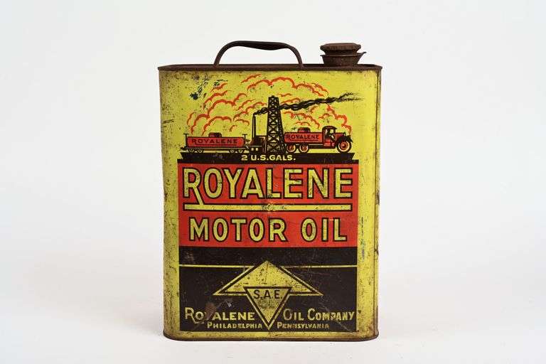 ROYALENE MOTOR OIL U.S. TWO GALLON CAN - Shackelton Auctions Inc.