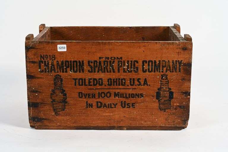 CHAMPION SPARK PLUG COMPANY WOODEN SHIPPING CRATE - Shackelton Auctions ...