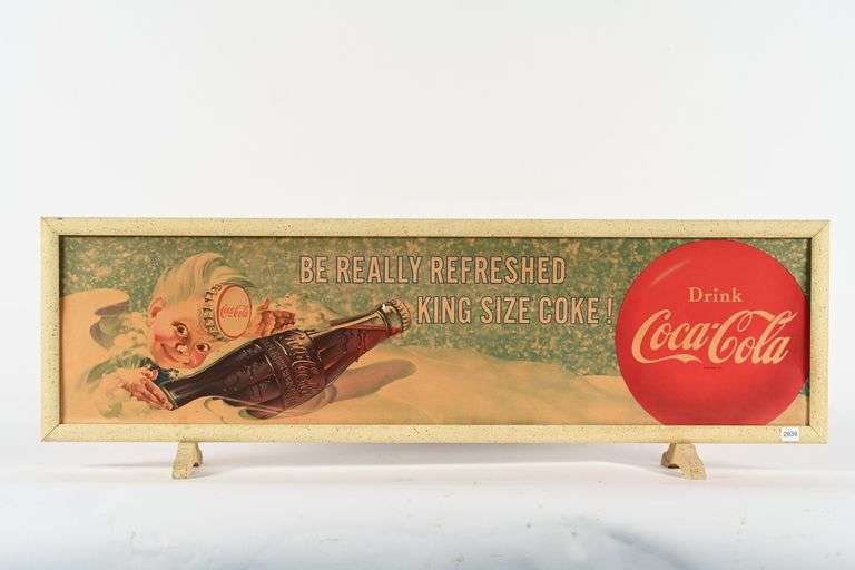 FRAMED DRINK COCA-COLA CARDBOARD SIGN - Shackelton Auctions Inc.