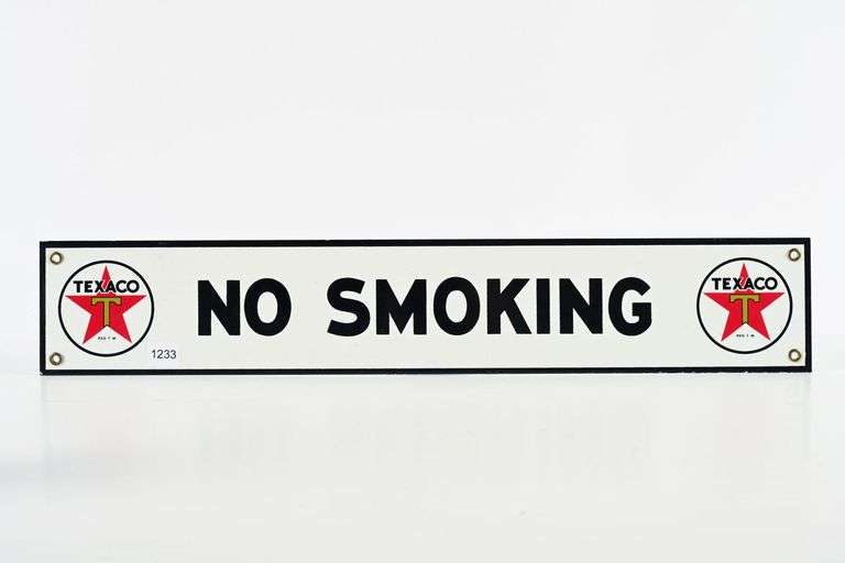 REPRODUCTION TEXACO NO SMOKING SSP SIGN - Shackelton Auctions Inc.