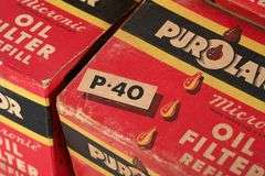 PUROLATOR MICRONIC OIL FILTERS DISPLAY RACK WITH OIL FILTERS AND BOXES ...