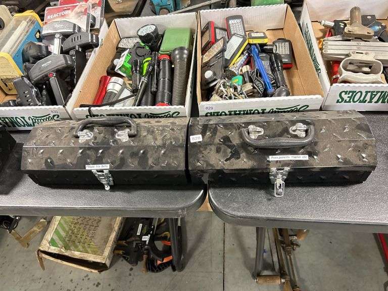2 TOOL BOXES OF STATIONARY AND FILE BELTS - Shackelton Auctions Inc.