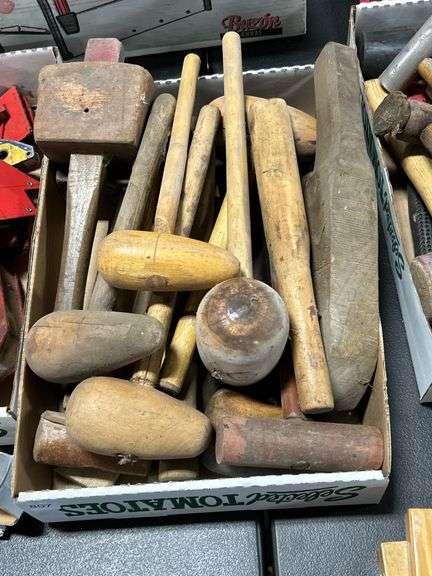 BOX OF WOODEN HAMMERS - Shackelton Auctions Inc.