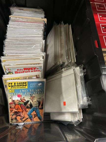 TOTE OF ASSORTED COMIC BOOKS & SLEEVES - Shackelton Auctions Inc.