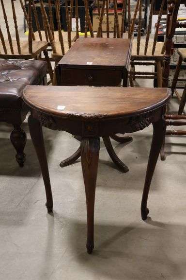 ANTIQUE HALF MOON TABLE - 23"X12"X24" - Shackelton Auctions Inc.