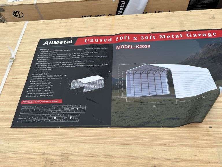 ALLMETAL 2024 METAL GARAGE MODEL # K2030 - Shackelton Auctions Inc.