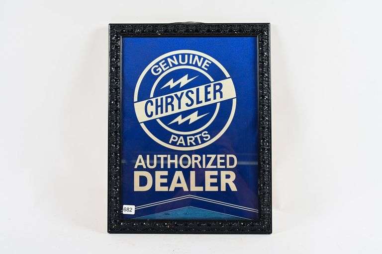 FRAMED CHRYSLER AUTHORIZED DEALER SILK BANNER SIGN - Shackelton ...