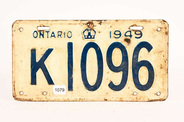 1949 ONTARIO LICENSE PLATE - Shackelton Auctions Inc.