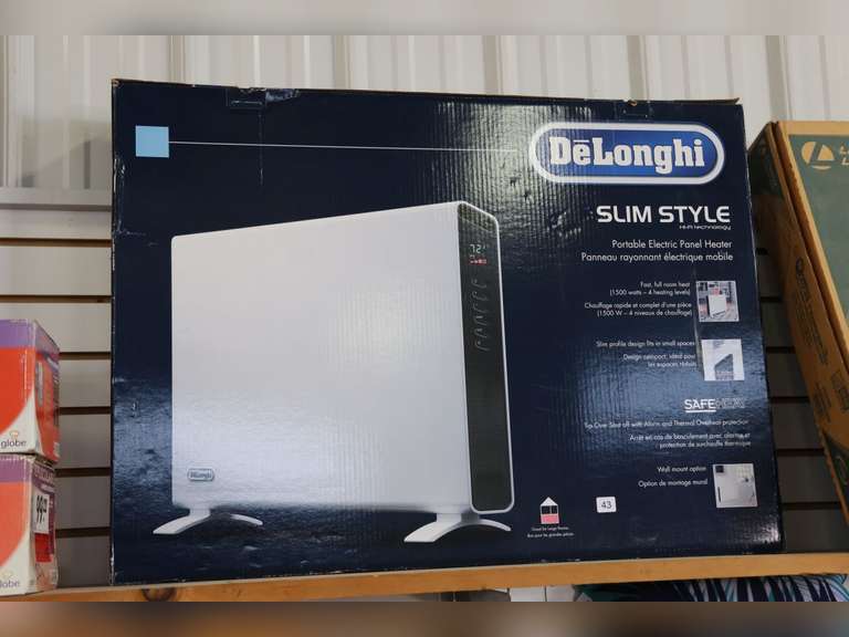 DELONGHI 1500W SLIM STYLE ELECTRIC PANEL HEATER - Shackelton Auctions Inc.