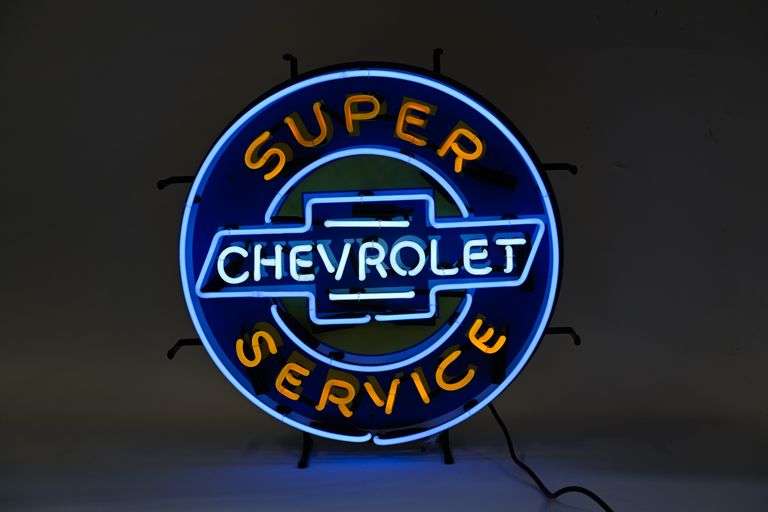 MODERN CHEVROLET SUPER SERVICE THREE COLOUR NEON SIGN - Shackelton ...