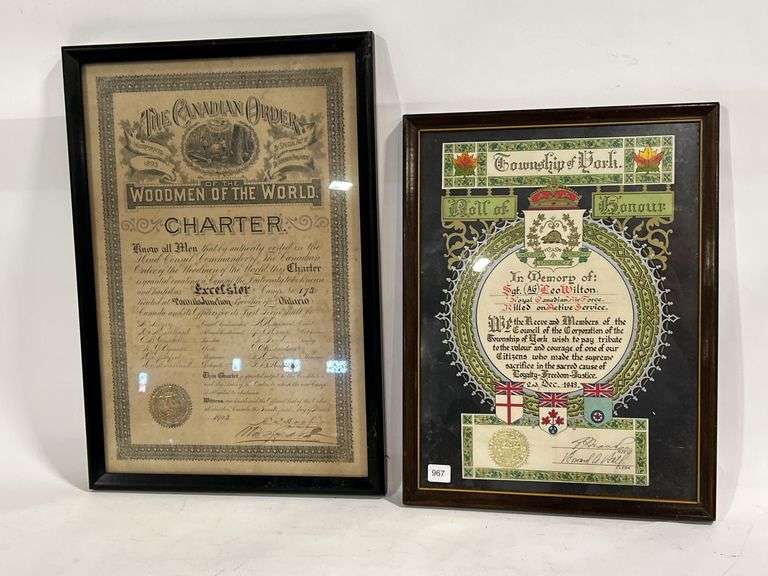 FRAMED 1902 WOODMEN OF THE WORLD CHARTER CERTIFICATE & - Shackelton ...