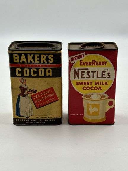 NESTLE'S SWEET MILK COCOA 1/2 POUND FIBRE CONTAINER & BAKER'S COCOA 1/2 ...