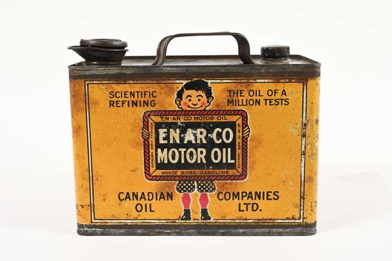 WHITE ROSE EN-AR-CO MOTOR OIL IMP GALLON SQUARE CAN - Shackelton Auctions Inc.