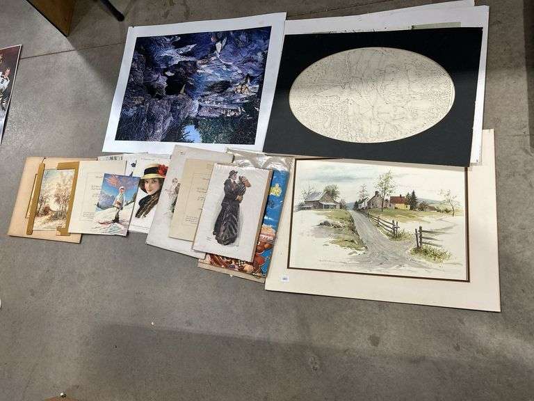 LARGE GROUP OF ASSORTED PRINTS & ORIGINAL FRED SANDERSON WATERCOLOUR ...